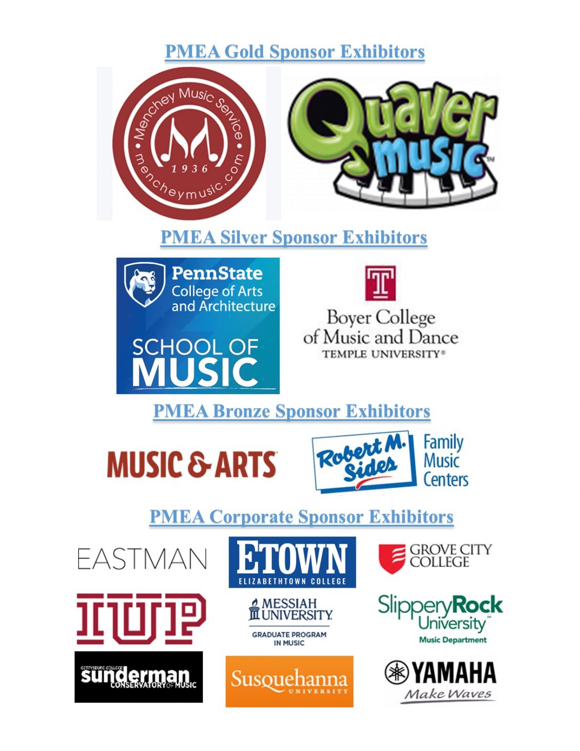 PMEA Sponsor Exhibitors – Pennsylvania Music Educators Association